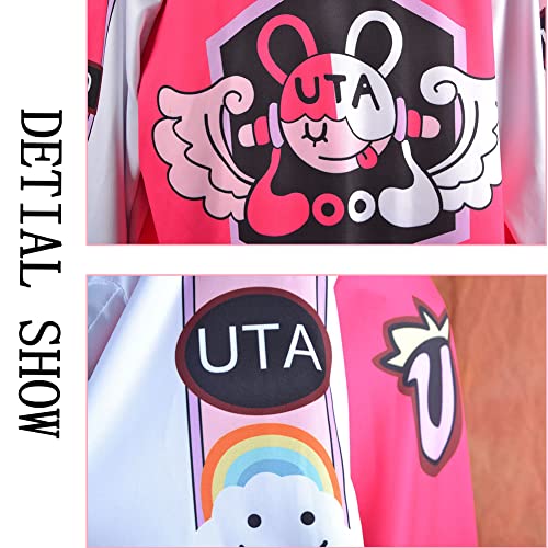 Women's Anime Uta Cosplay Costume Coat Red Long hoodie Uta Jacket Dress Suits with Accessories Halloween(uta-F, M)
