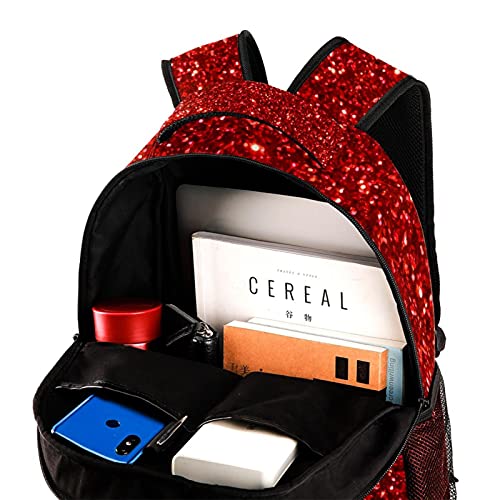 GYDGS Red Glitter Sequins Pattern Large Backpack for Boys Girls SchoolBag with Multiple Pockets Canvas 29.4x20x40cm/11.5x8x16 in