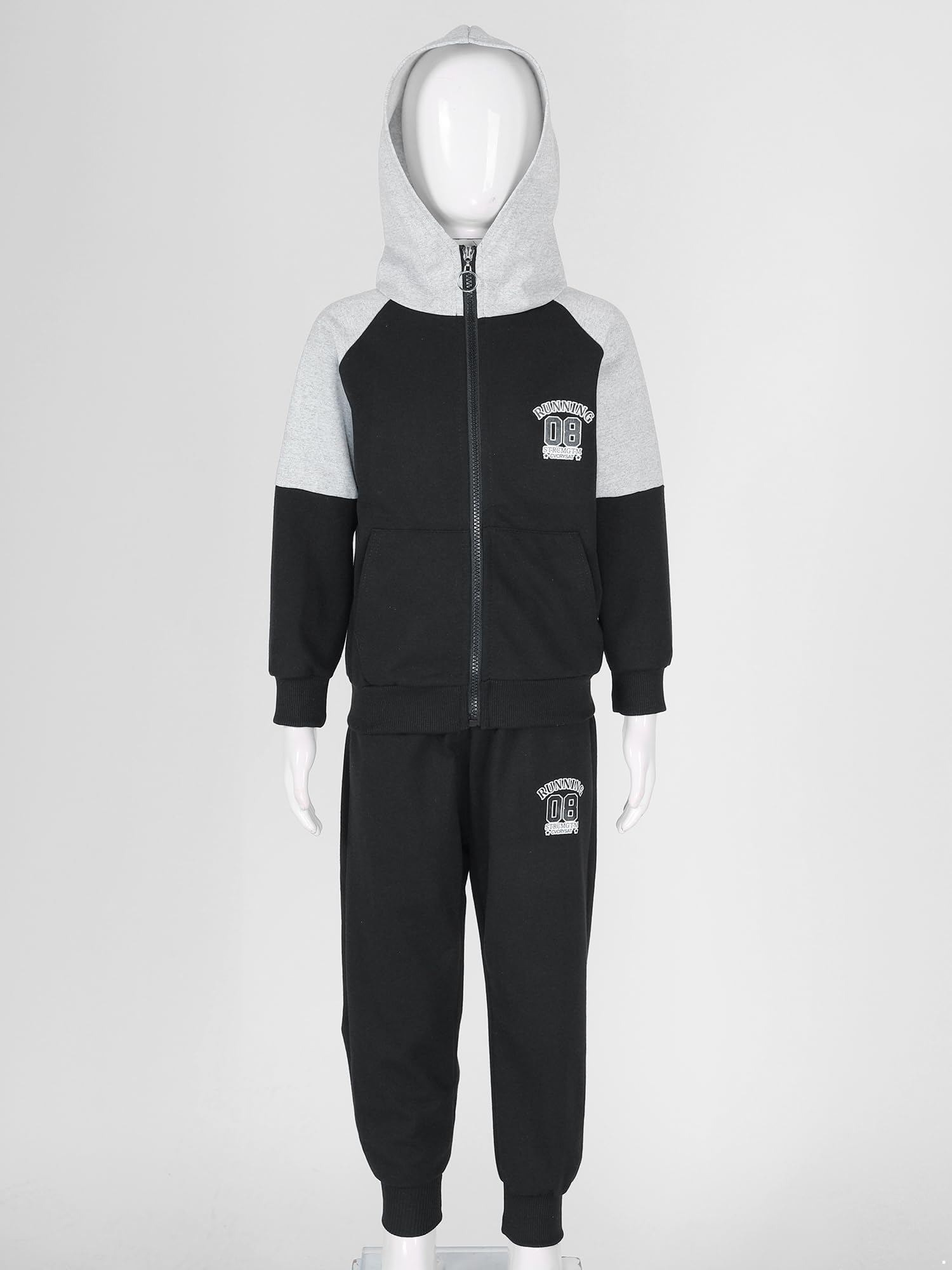 Jugaoge Kids Boys Hoodie Sweatshirts and Sweatpants Jogger Set 2 Pieces Tracksuit Sweatsuit Fall Outfit Black 7-8 Years