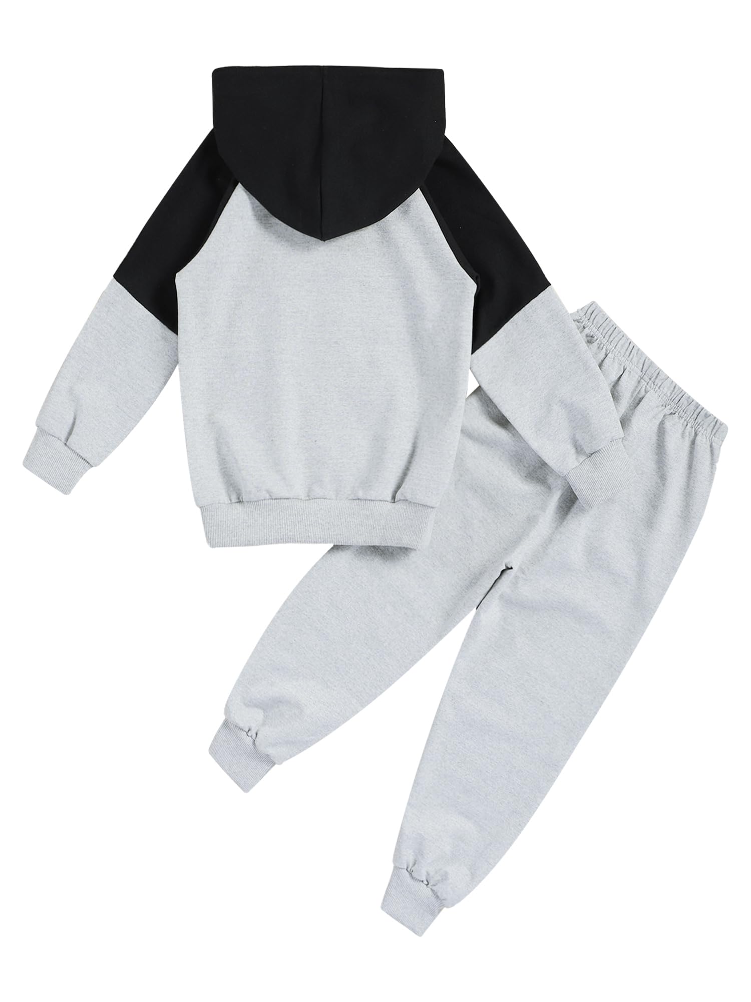 dPois Boy's Tracksuit 2 Pieces Sport Outfit Hoodie Sweatshirt and Sweatpants Jogging Pants Set Activewear Gray 7-8 Years