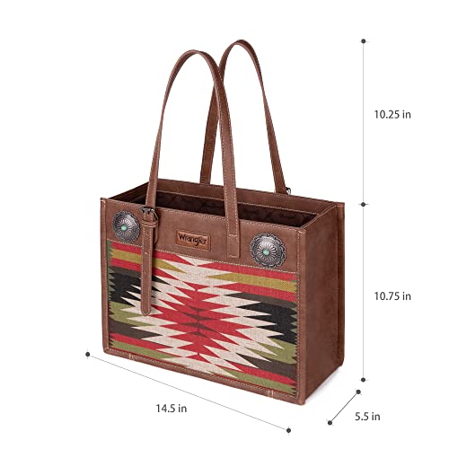 Montana West Wrangler Aztec Printed Shoulder Bag without Zipper Canvas Top Handle Handbags for Women Hobo Bag WG52-8250BR