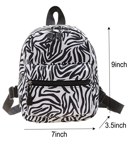 ZEHO Mini Backpack for Teens Small Cute Backpack for Women Girls Lightweight Fashion Small Canvas Daypack, Zebra Print