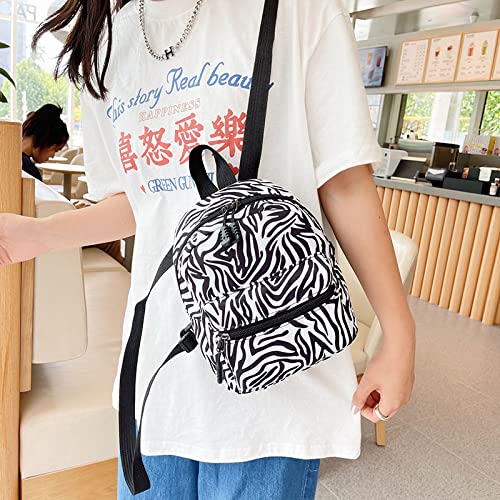 ZEHO Mini Backpack for Teens Small Cute Backpack for Women Girls Lightweight Fashion Small Canvas Daypack, Zebra Print