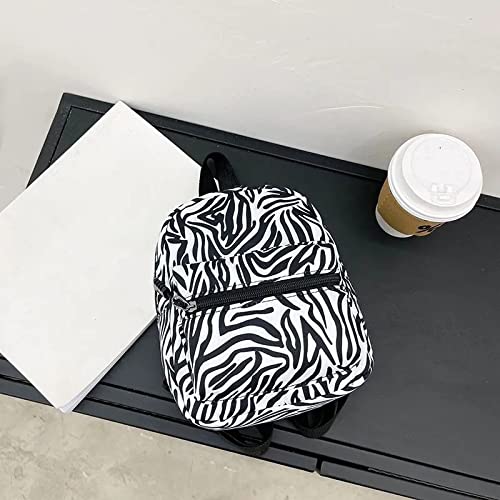 ZEHO Mini Backpack for Teens Small Cute Backpack for Women Girls Lightweight Fashion Small Canvas Daypack, Zebra Print