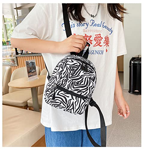 ZEHO Mini Backpack for Teens Small Cute Backpack for Women Girls Lightweight Fashion Small Canvas Daypack, Zebra Print