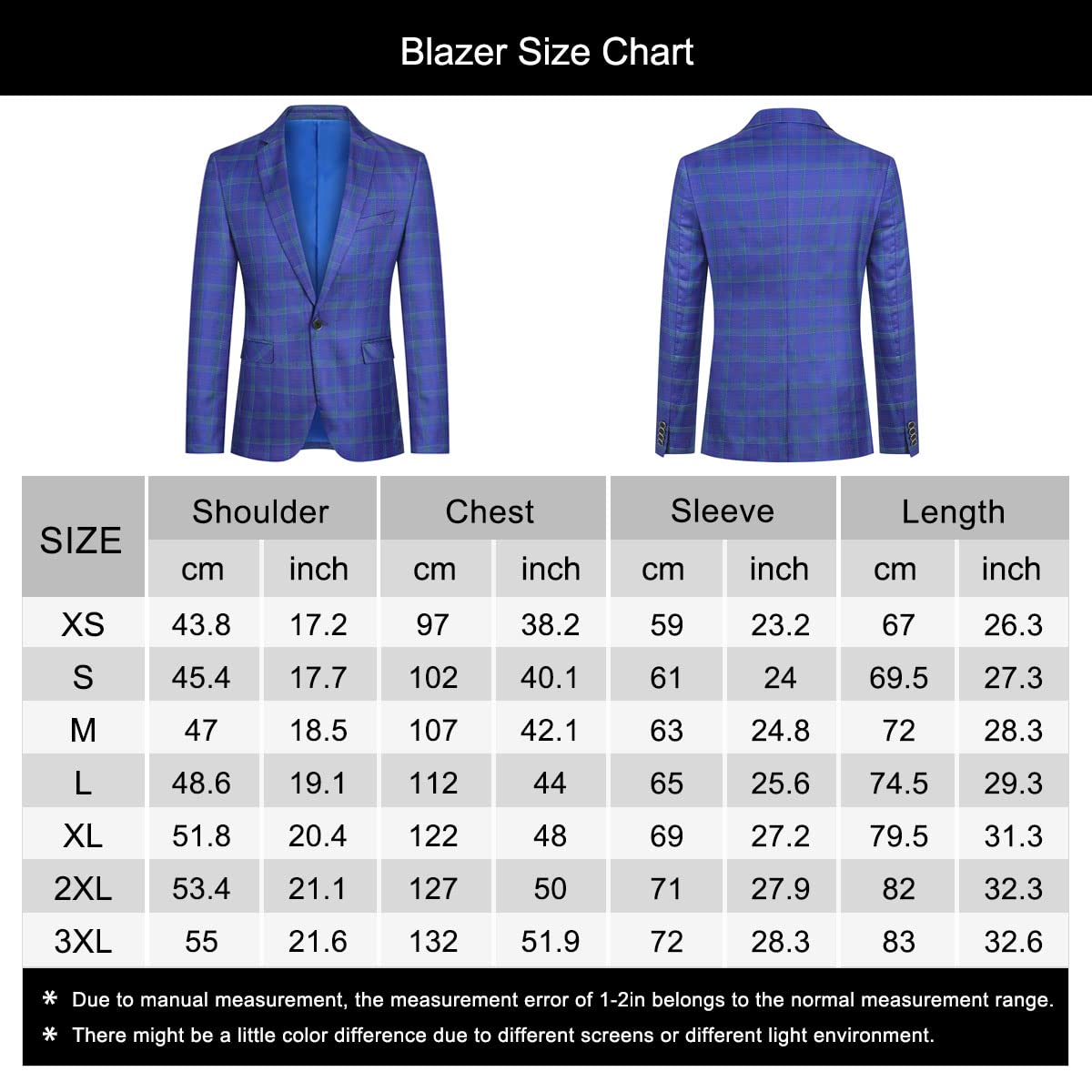 Boyland Men's Casual Suit Blazer Jackets Lightweight One Button Sport Coats Plaid Blazer Blue