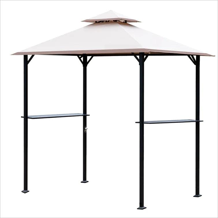 Hofzelt 8x5 Gill BBQ Tent Outdoor Canopy, BBQ Gazebo for Outdoor Backyard BBQ Family Gathering Dinners (Str 8'X5', Cream)