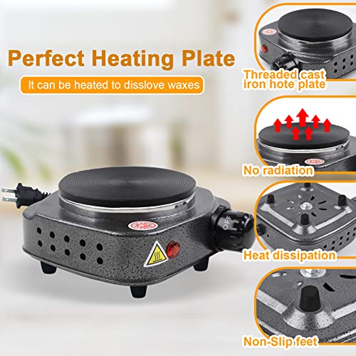 Candle Making Kit With Electronic Hot Plate,Candle Making Tools Supplies for Melting Wax,Including Melting Pot , Wax Melter hot Plate,1lb Soy Wax,Stain Spoon,Cotton Wicks,center devices,Wick Stickers