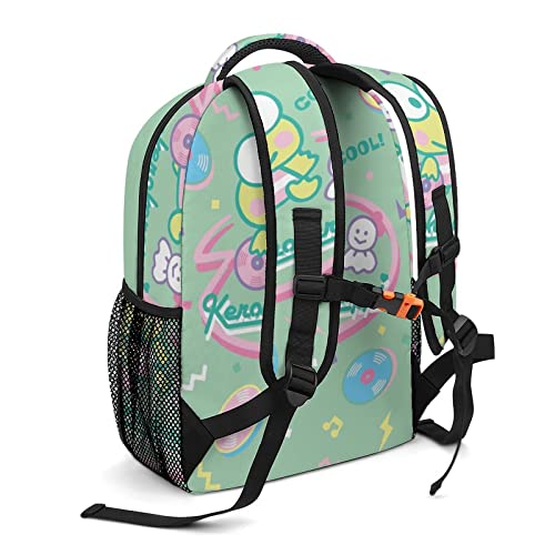 K-ero Ke-ro Keroppi Backpack Knapsack Withe Side Pokect Large Suitable for woman men hiking Camping Picnic
