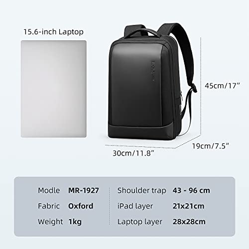 Backpack for Men Business Laptop Backpack Computer Bag Water Resistant College School Bookbag For Men Women Fit 15.6 Inch PC, Black