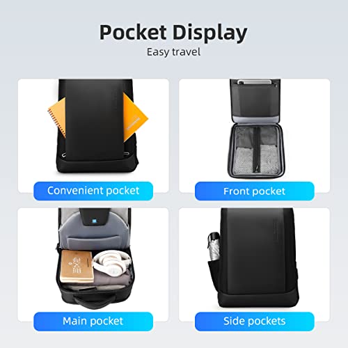 Backpack for Men Business Laptop Backpack Computer Bag Water Resistant College School Bookbag For Men Women Fit 15.6 Inch PC, Black