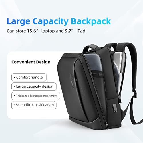 Backpack for Men Business Laptop Backpack Computer Bag Water Resistant College School Bookbag For Men Women Fit 15.6 Inch PC, Black