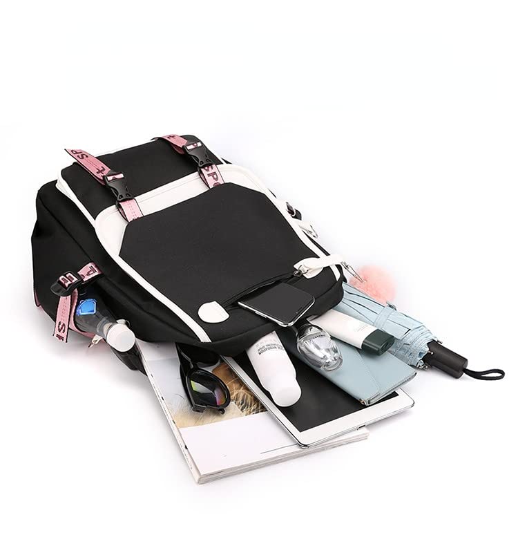 AMZTAN Travel Laptop Backpack for Students with USB Charging Port Oxford Handle Shoulder Tote Bag Laptop Schoolbag (Black)