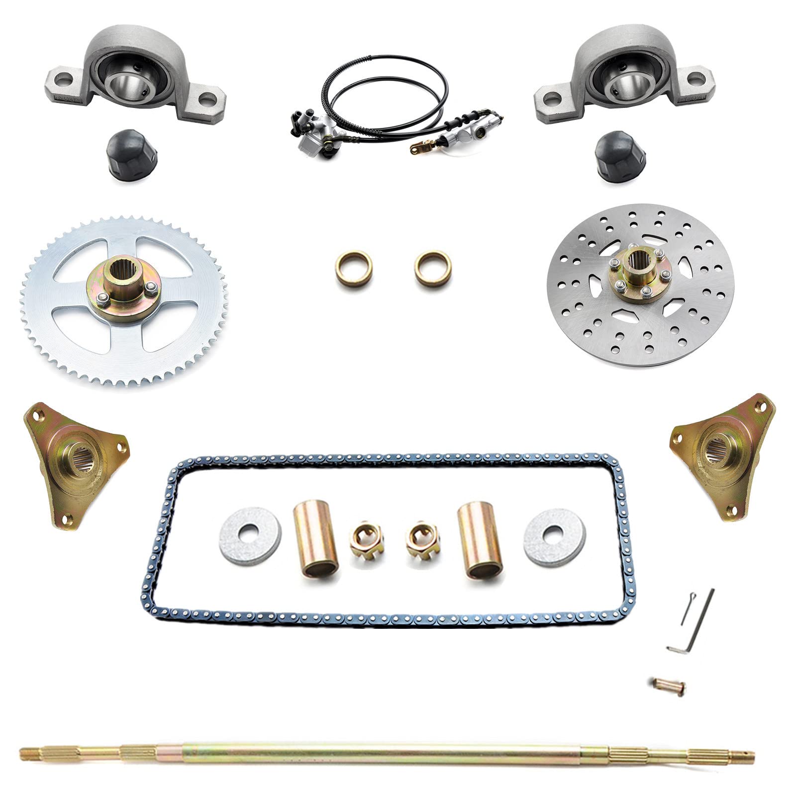 MOFANS 740MM 29.1" Go Kart Rear Axle Assembly Complete Wheel Hub Kit Fit for Go Kart Quad ATV Drift Trikes