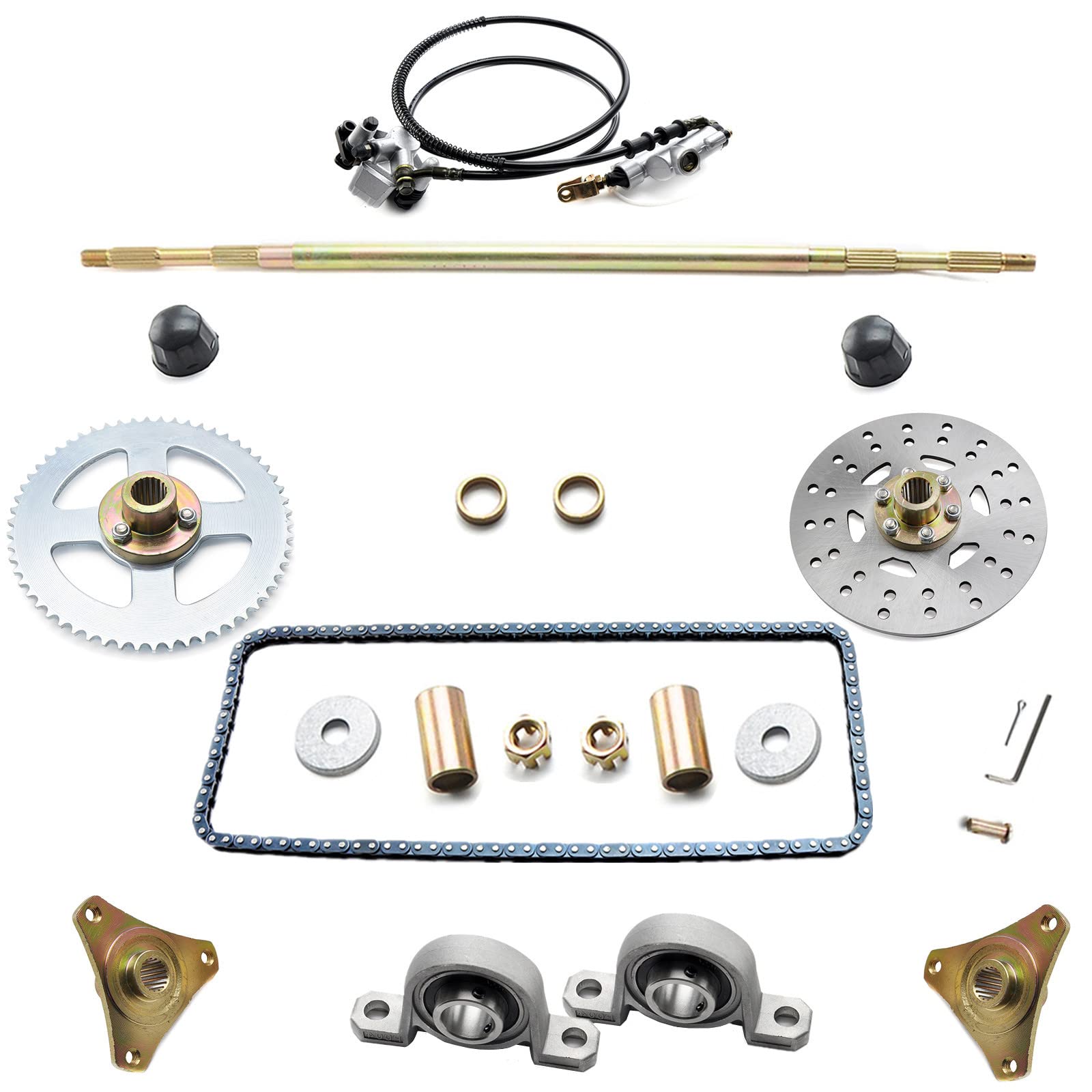 MOFANS 740MM 29.1" Go Kart Rear Axle Assembly Complete Wheel Hub Kit Fit for Go Kart Quad ATV Drift Trikes