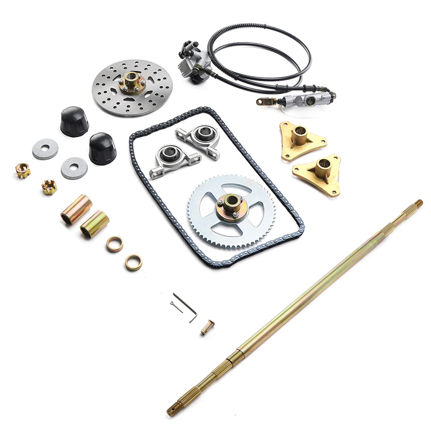 MOFANS 740MM 29.1" Go Kart Rear Axle Assembly Complete Wheel Hub Kit Fit for Go Kart Quad ATV Drift Trikes