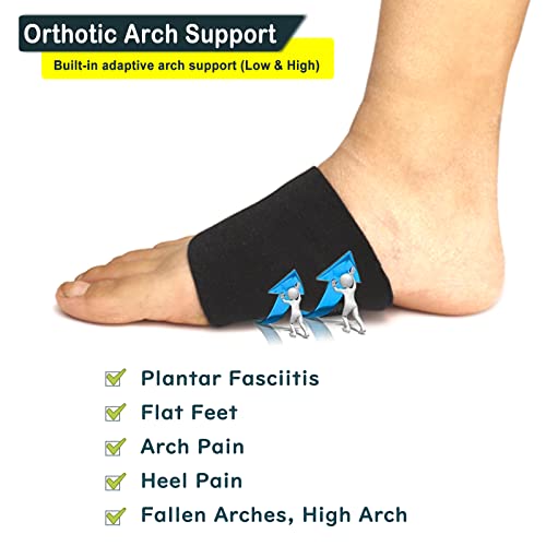 Compression Arch Support Wrap Plantar Fasciitis Braces 【Patent Pending】 Adjustable Foot Sleeves, Cushioned Arch Orthotic Support Pain Relief, Fallen Arches, High Arch, Flat Feet, Men and Women (W 6-9.5 / M 5-8, Back - 1 pair)