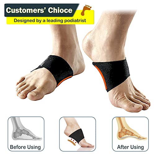 Compression Arch Support Wrap Plantar Fasciitis Braces 【Patent Pending】 Adjustable Foot Sleeves, Cushioned Arch Orthotic Support Pain Relief, Fallen Arches, High Arch, Flat Feet, Men and Women (W 6-9.5 / M 5-8, Back - 1 pair)