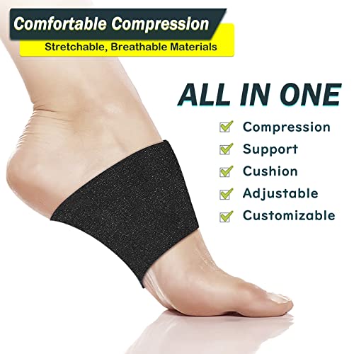 Compression Arch Support Wrap Plantar Fasciitis Braces 【Patent Pending】 Adjustable Foot Sleeves, Cushioned Arch Orthotic Support Pain Relief, Fallen Arches, High Arch, Flat Feet, Men and Women (W 6-9.5 / M 5-8, Back - 1 pair)