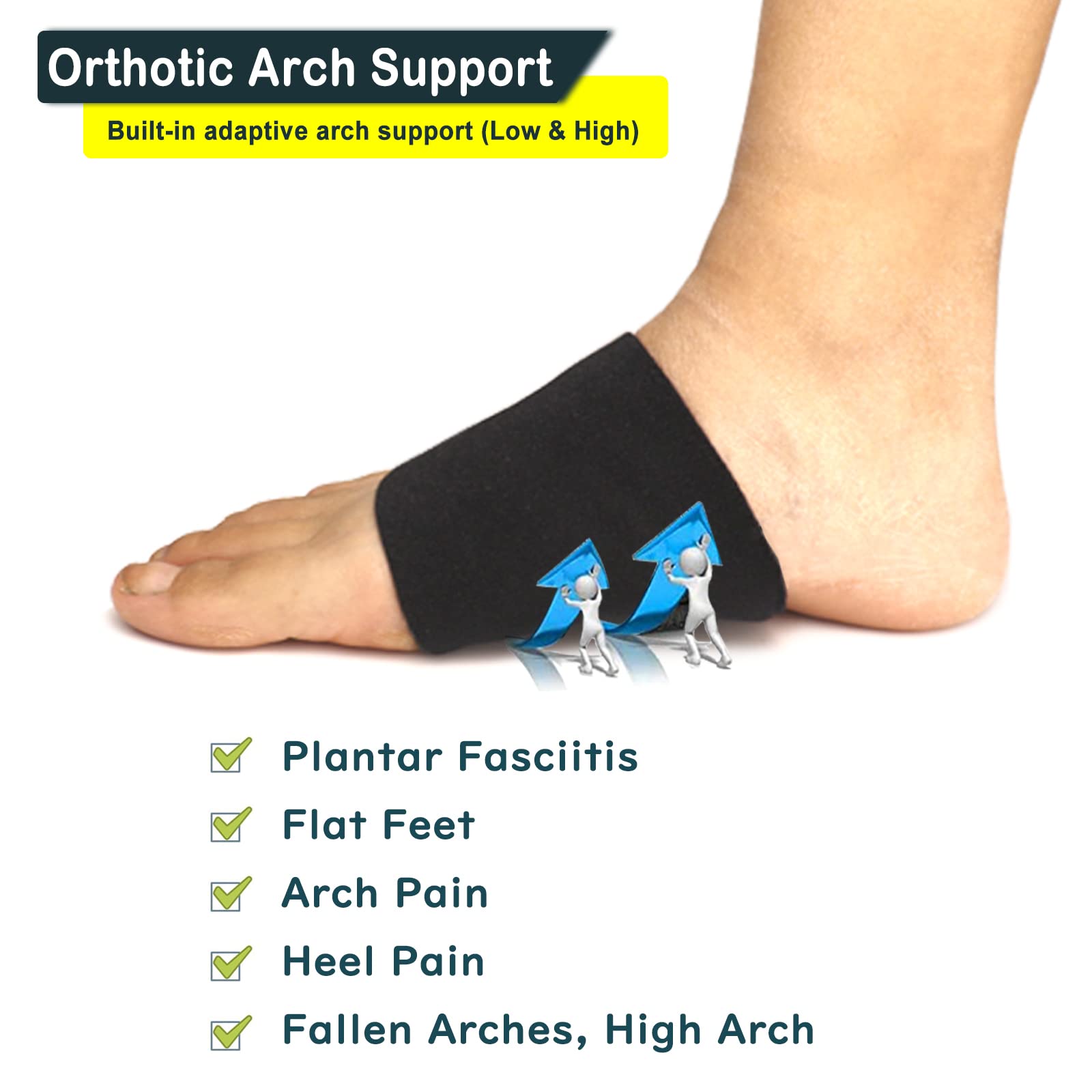 Plantar Fasciitis Pain Arch Support Sleeves Brace【Updated Version】 Adjustable Compression Arch Inserts, Orthotic Inserts Support for Flat Feet, Fallen Arches, High Arch, Heel Pain, Women and Men (Arch Support Pads, M 8.5-12 / W 10-13)