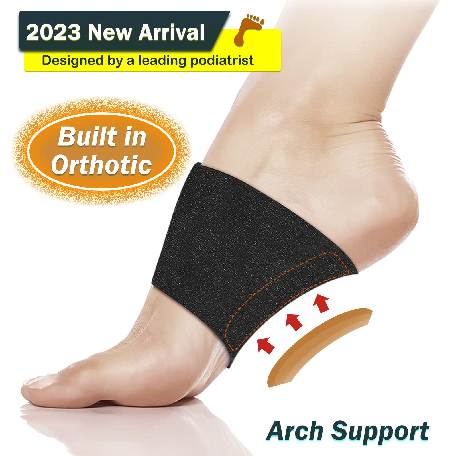 Plantar Fasciitis Pain Arch Support Sleeves Brace【Updated Version】 Adjustable Compression Arch Inserts, Orthotic Inserts Support for Flat Feet, Fallen Arches, High Arch, Heel Pain, Women and Men (Arch Support Pads, M 8.5-12 / W 10-13)
