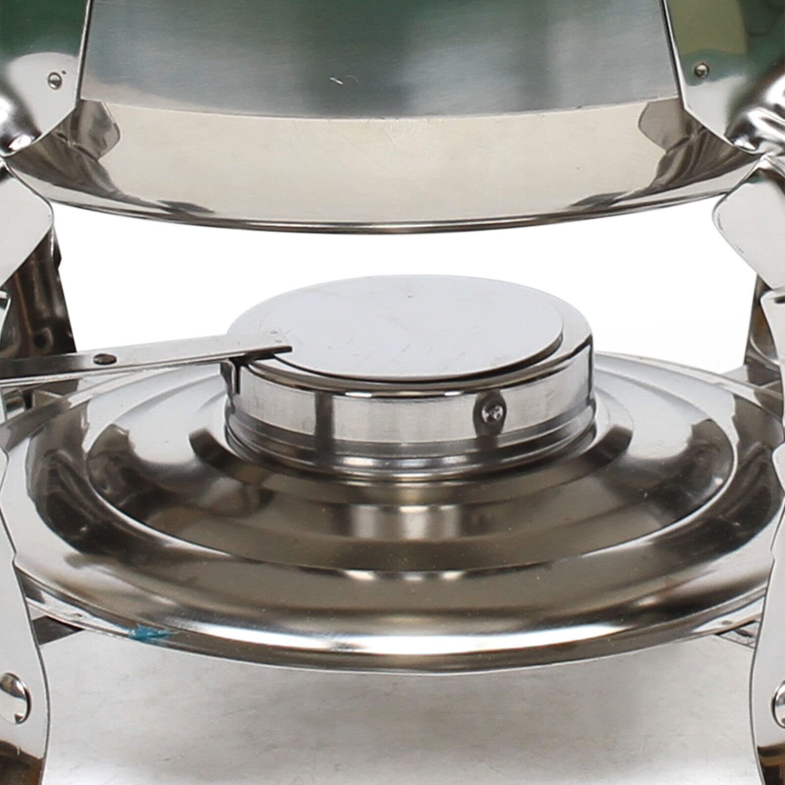 Full Size Stainless Steel Chafing Dish Buffet Set, Round/Rectangular Catering Warmer Set with Food Trays & Mirror Cover, Thick Stand Frame Food Warmer for Kitchen Party Banquet (Round)