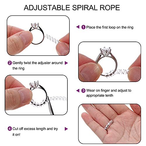 Invisible Ring Sizer Adjuster Ring Spacer Ring Guards Ring Sizer Loose Ring Size Reducer with Ring Gauge Measuring Tool Jewelry Polishing Cloth and Scissors for Man and Woman Rings(53pieces)