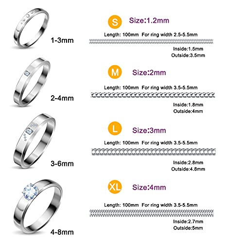 Invisible Ring Sizer Adjuster Ring Spacer Ring Guards Ring Sizer Loose Ring Size Reducer with Ring Gauge Measuring Tool Jewelry Polishing Cloth and Scissors for Man and Woman Rings(53pieces)