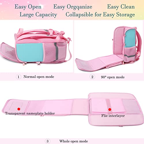 AO ALI VICTORY Unicorn Girls Backpacks for School Princess Bowknot Kids Bookbags Boys Dinosaur Backpack(Large, Pink)