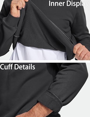 MAGCOMSEN Sudaderas De Hombre Black Sweatshirt Black Sweatshirts For Men Black Crew Neck Sweater Fleece Pullover Men