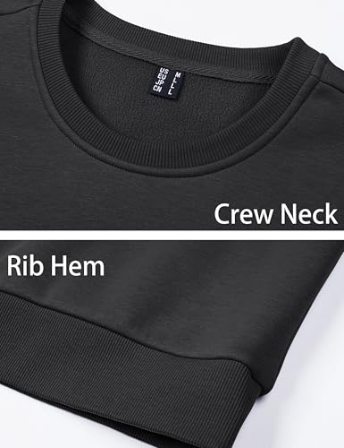 MAGCOMSEN Sudaderas De Hombre Black Sweatshirt Black Sweatshirts For Men Black Crew Neck Sweater Fleece Pullover Men