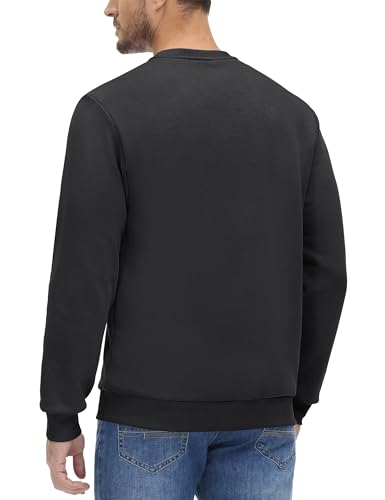 MAGCOMSEN Sudaderas De Hombre Black Sweatshirt Black Sweatshirts For Men Black Crew Neck Sweater Fleece Pullover Men