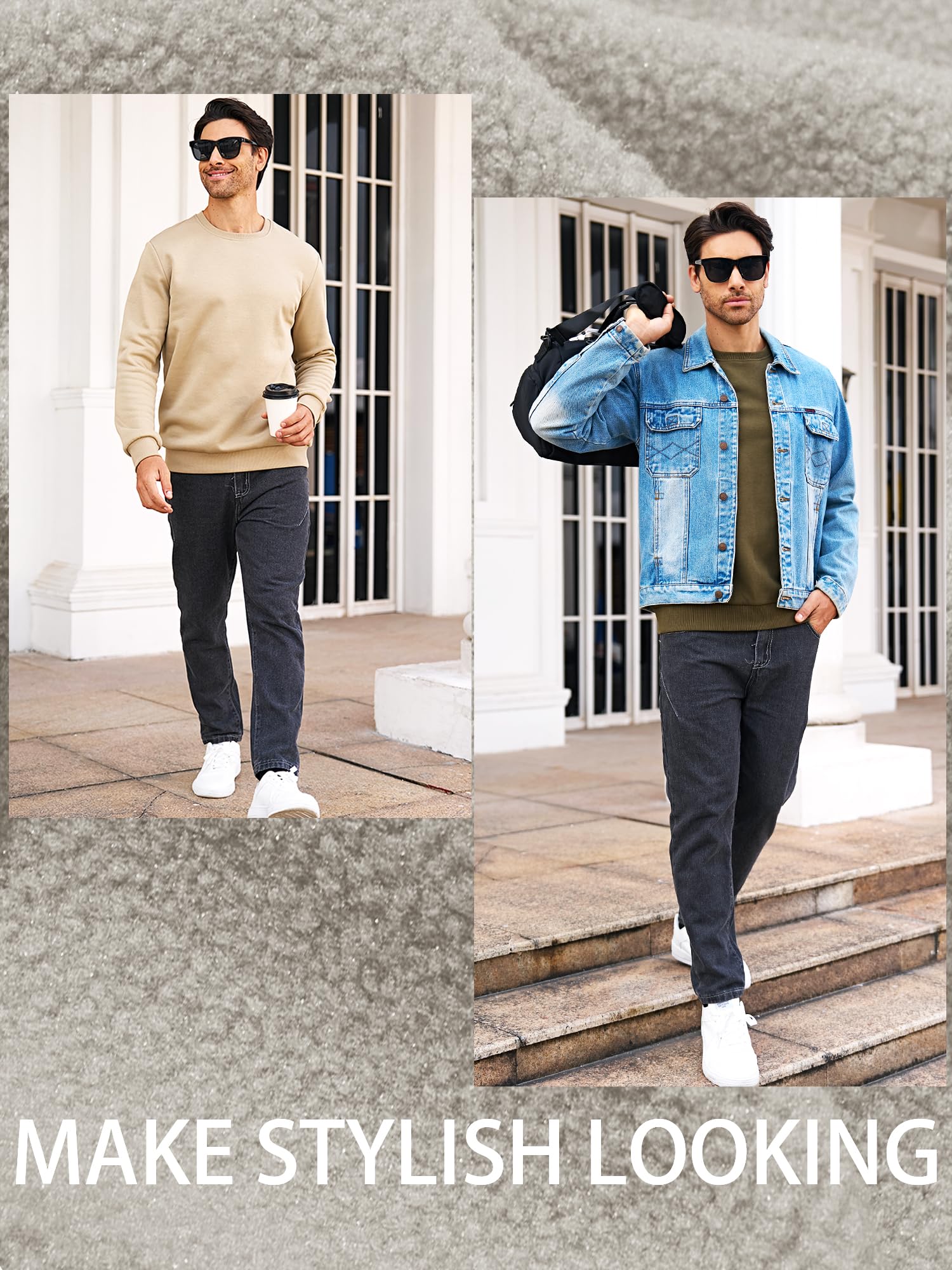 MAGCOMSEN Winter Sweatshirts For Men Bomber Sweatshirts Thick Cotton Sweatshirts Sherpa Sweatshirt Fleece Lining Casual Warm Sweatshirts Pale Blue, X-Large