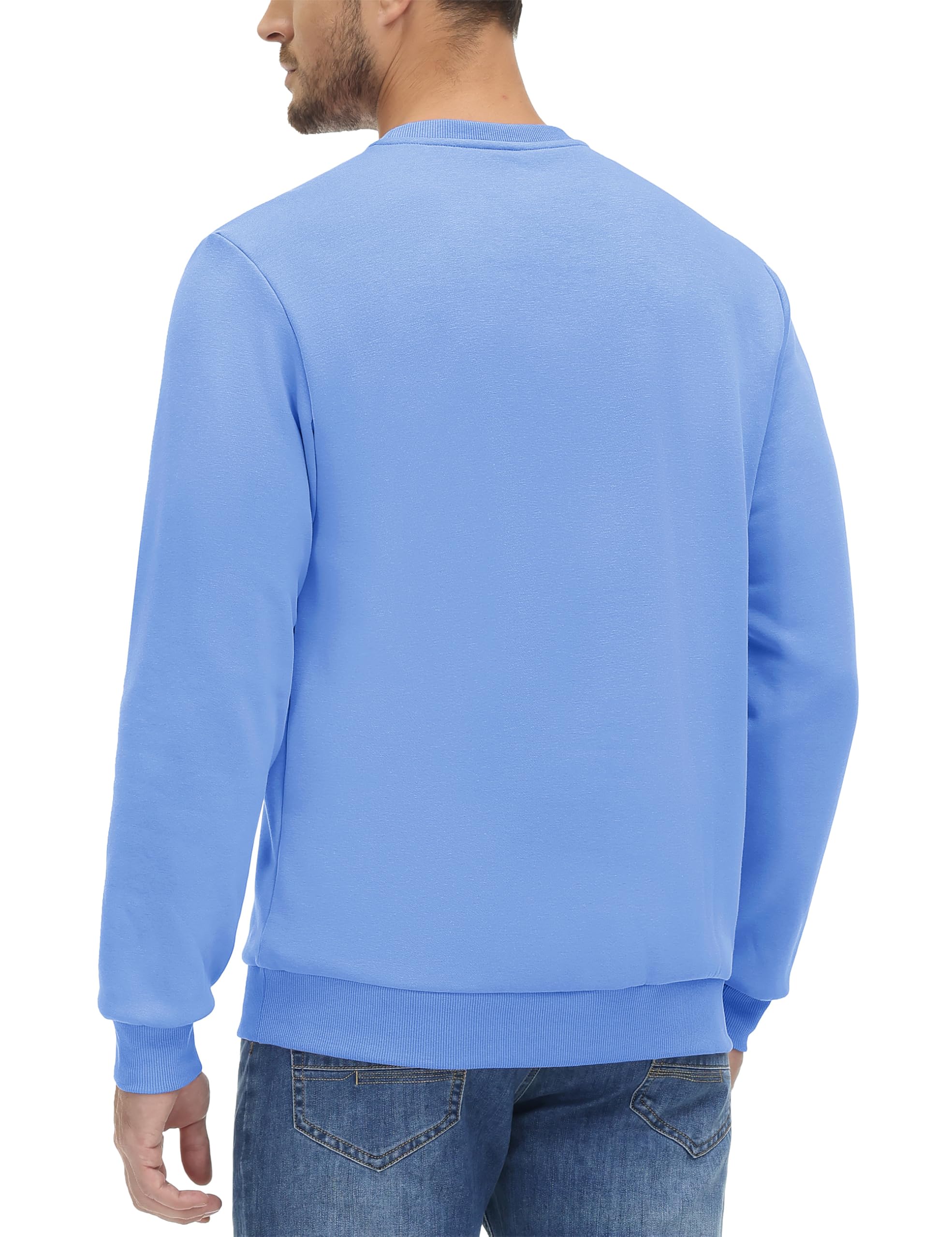 MAGCOMSEN Winter Sweatshirts For Men Bomber Sweatshirts Thick Cotton Sweatshirts Sherpa Sweatshirt Fleece Lining Casual Warm Sweatshirts Pale Blue, X-Large