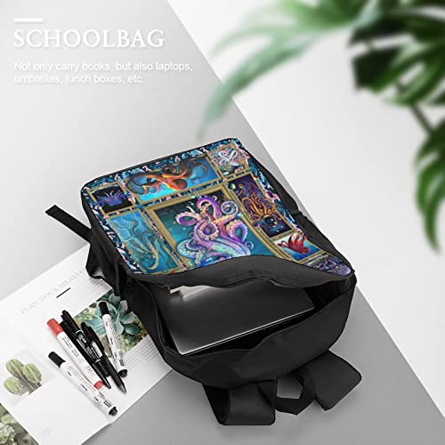 17 Inch Octopus Backpack Sea Animals Octopus Backpack Lightweight Waterproof Laptop Backpacks Casual School Bags Gifts for Boys Girls
