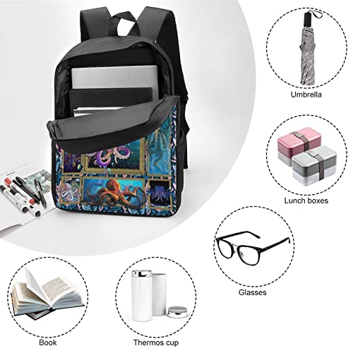 17 Inch Octopus Backpack Sea Animals Octopus Backpack Lightweight Waterproof Laptop Backpacks Casual School Bags Gifts for Boys Girls