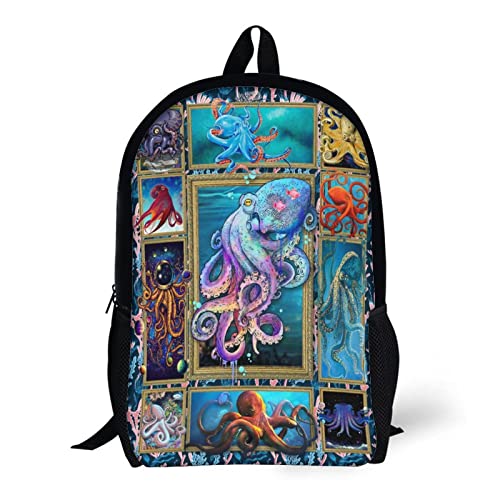 17 Inch Octopus Backpack Sea Animals Octopus Backpack Lightweight Waterproof Laptop Backpacks Casual School Bags Gifts for Boys Girls