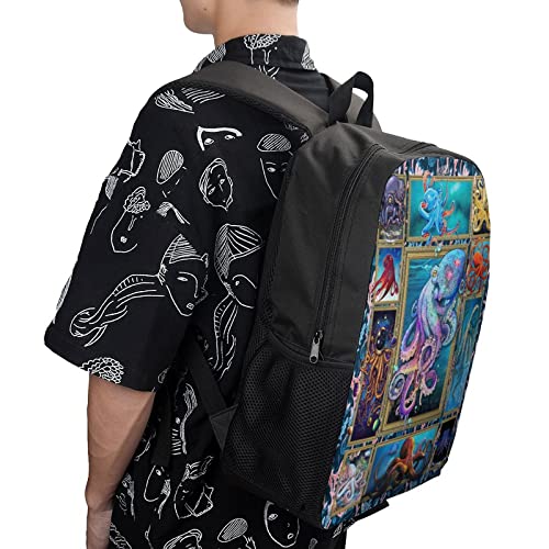 17 Inch Octopus Backpack Sea Animals Octopus Backpack Lightweight Waterproof Laptop Backpacks Casual School Bags Gifts for Boys Girls