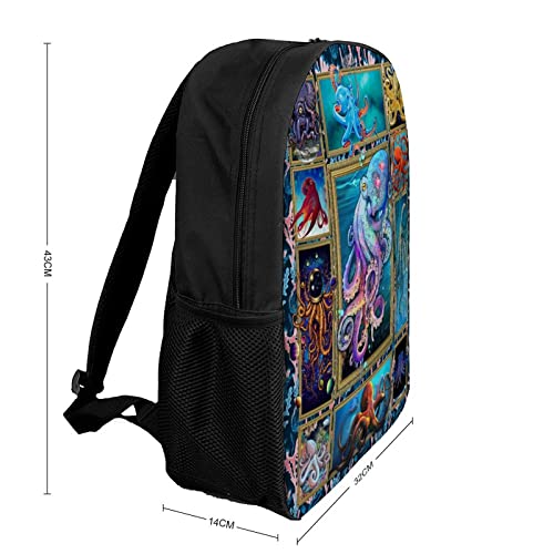 17 Inch Octopus Backpack Sea Animals Octopus Backpack Lightweight Waterproof Laptop Backpacks Casual School Bags Gifts for Boys Girls
