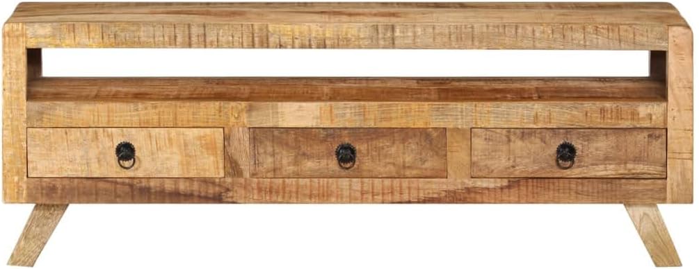 vidaXL Solid Mango Wood TV Unit - Versatile and Stylish Wooden TV Stand with Spacious Drawers and Shelf - Durable, Polished, and Painted - 43.3"x11.8"x15.7" Dimensions