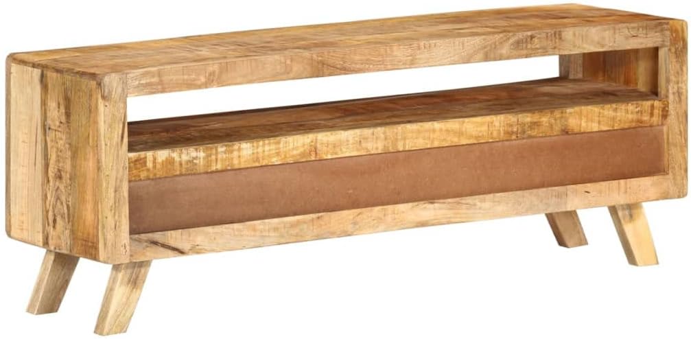 vidaXL Solid Mango Wood TV Unit - Versatile and Stylish Wooden TV Stand with Spacious Drawers and Shelf - Durable, Polished, and Painted - 43.3"x11.8"x15.7" Dimensions