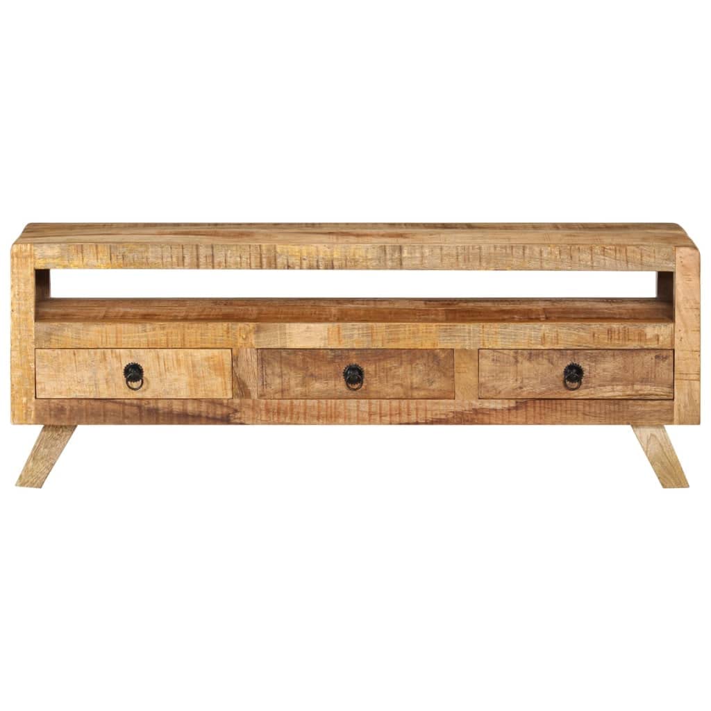 vidaXL Solid Mango Wood TV Unit - Versatile and Stylish Wooden TV Stand with Spacious Drawers and Shelf - Durable, Polished, and Painted - 43.3"x11.8"x15.7" Dimensions