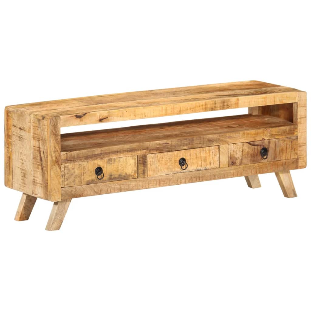 vidaXL Solid Mango Wood TV Unit - Versatile and Stylish Wooden TV Stand with Spacious Drawers and Shelf - Durable, Polished, and Painted - 43.3"x11.8"x15.7" Dimensions