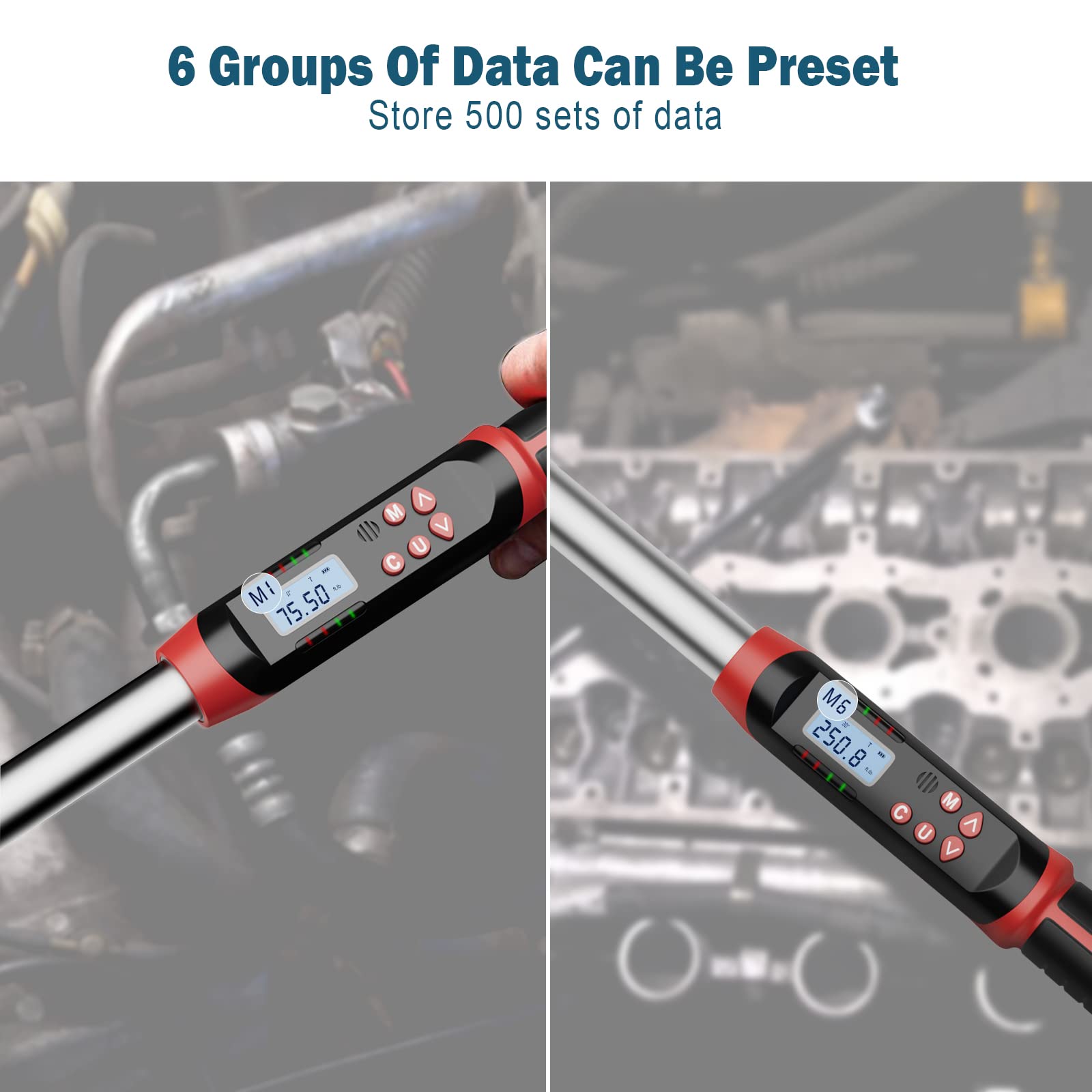 Leolee 1/2-Inch Drive Digital Torque Wrench with Angle, 12.5-250.8 ft-lb/17-340 Nm, Electronic Torque Wrench with Preset Value, Data Storage, Buzzer, LED Flash Notification for Motorcycle, Car