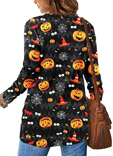 Jescakoo Womens Sweaters Fall 2022 Blouses for Women Fashion 2022 Black Halloween Cloth S