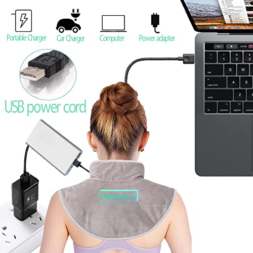 Neck Heating Pad,Haniperis Heated Neck Shoulder Wrap with Auto Shut Off and 3 Adjustable Temperature,Electric Thermal Compress Neck Brace,Heat Therapy for Soreness & Stiffness Pain Relief (XL)
