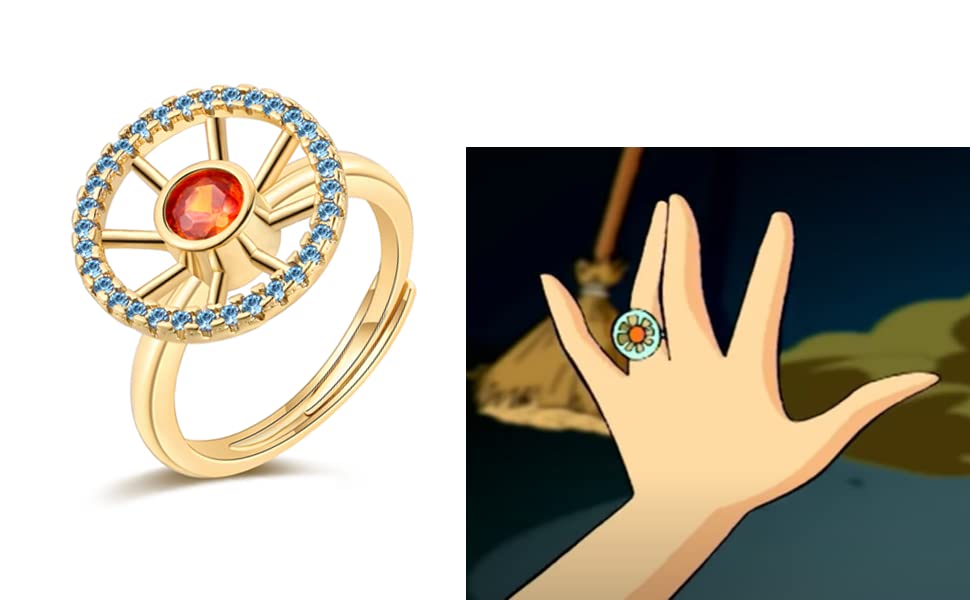 IDesign Stella's Ring of Solaria, Sun Ring, Star Light, Sun Burst, Fairy Heirloom Solaria Rhinestone Crystal Ring (gold)