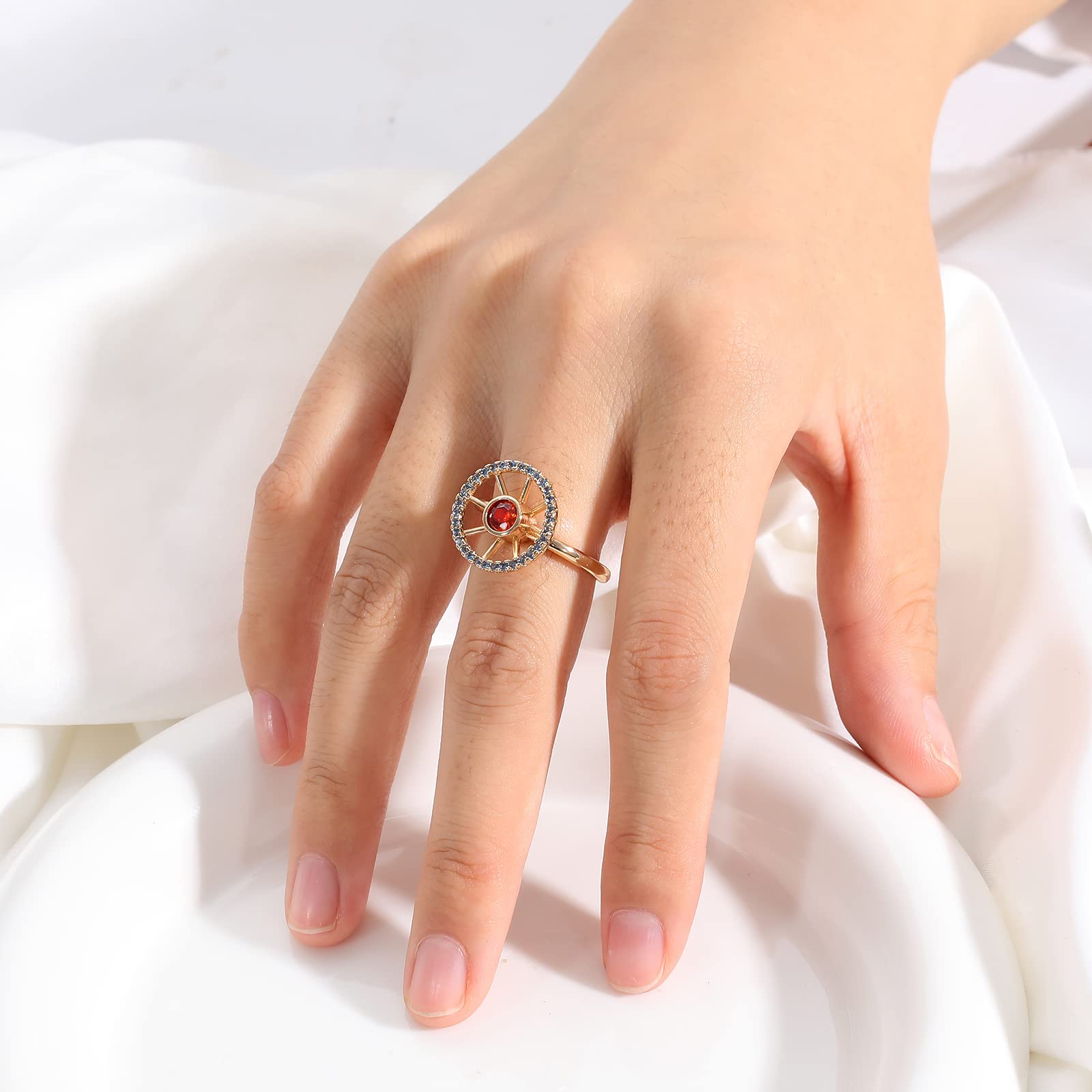 IDesign Stella's Ring of Solaria, Sun Ring, Star Light, Sun Burst, Fairy Heirloom Solaria Rhinestone Crystal Ring (gold)