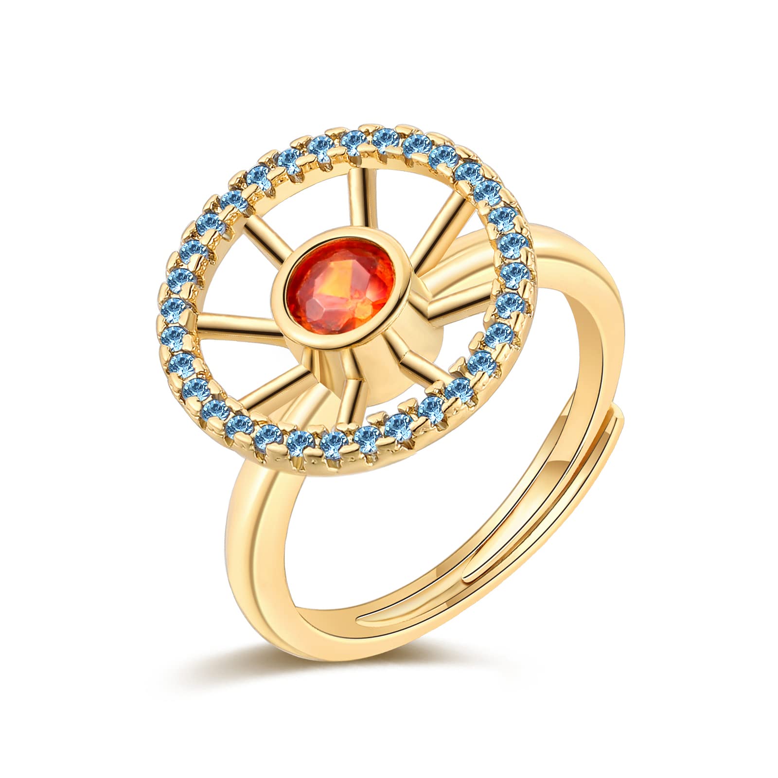 IDesign Stella's Ring of Solaria, Sun Ring, Star Light, Sun Burst, Fairy Heirloom Solaria Rhinestone Crystal Ring (gold)