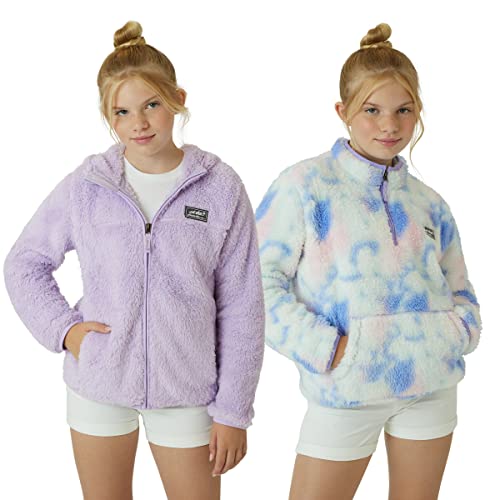 Eddie Bauer Girls Jacket - 2 Pack Ultra Soft Sherpa Fleece Hoodie Sweatshirt for Girls (5-20), Size 18-20, Pastel Lilac